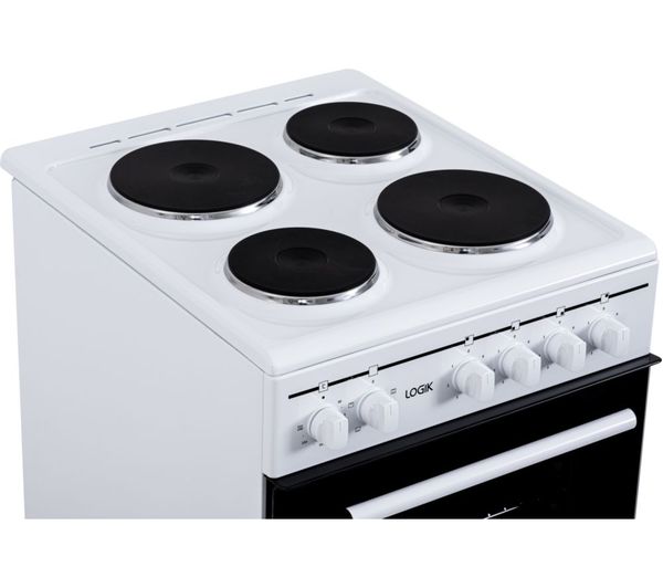 LOGIK LFSE50W25 50 cm Electric Solid Plate Cooker - White - - Currys ...