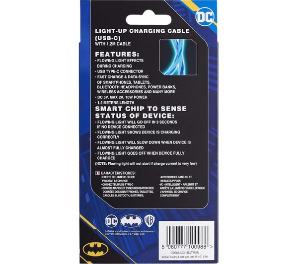 LAZERBUILT Batman Light-up USB Type-C to USB Cable - 1.2 m - E71027515 ...
