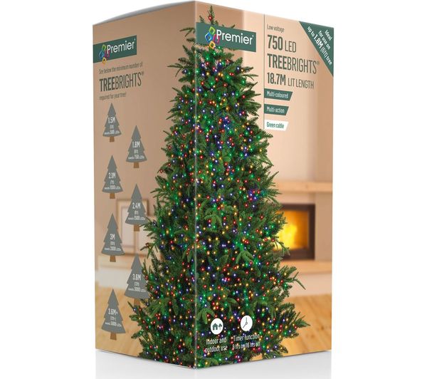 PREMIER TreeBrights 750 Multi-colour LED String Lights with Timer - 18.7 m - LV162178M - Currys ...