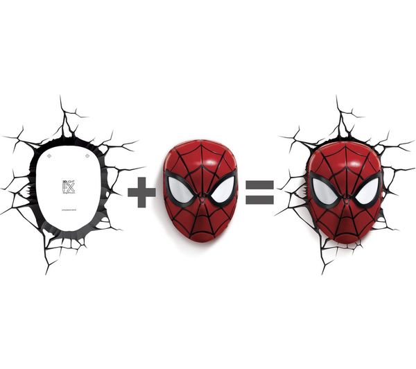 3D LIGHT FX Marvel Spiderman Face Wall Light - Red, Black & White - SK ...