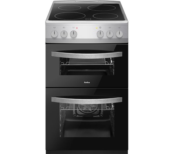 AMICA AFC502SS 50 cm Electric Ceramic Cooker - Black & Stainless Steel ...
