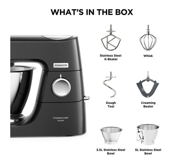 KENWOOD Titanium Chef Baker KVC85.004BK Stand Mixer - Black ...
