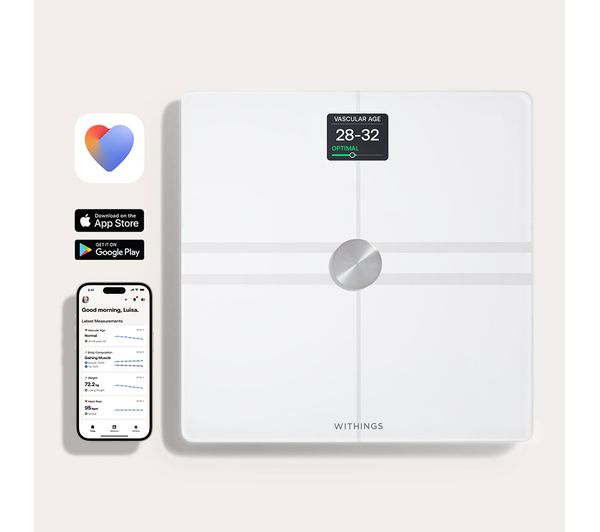WITHINGS Body Comp Bathroom Scale - White - WBS12-WHITD-ALL-INTD ...