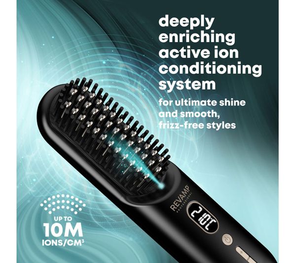 REVAMP Straight & Go Ionic Cordless Straightening & Smoothing Hot Brush ...