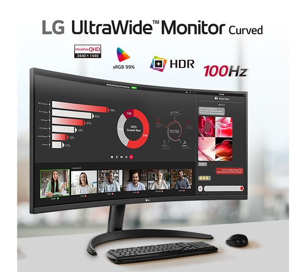 LG UltraWide 34WR50QC-B.AEK Quad HD 34" Curved VA LCD Monitor - Black ...