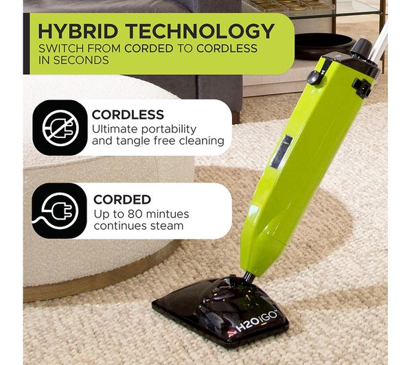 H2O iGO CORDLESS Outdoor Steam Mop - Green - 614576 - Currys Business