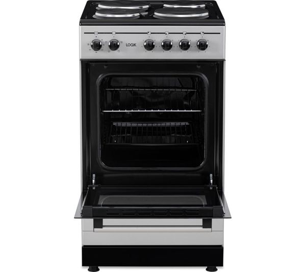 LOGIK LFSE50S25 50 cm Electric Solid Plate Cooker - Silver - - Currys ...
