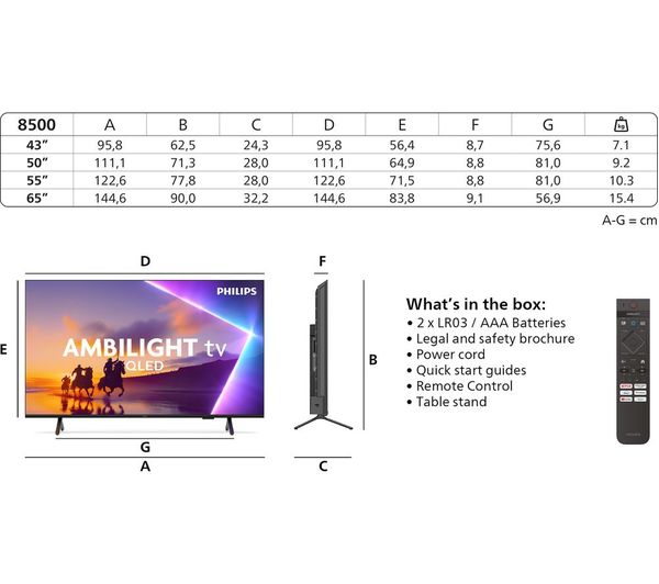 PHILIPS Ambilight 65PUS8500/12 65" Smart 4K Ultra HD HDR QLED TV ...