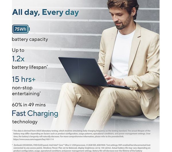 ASUS Zenbook 14 UX3405MA 14" Laptop - Intel® Core™ Ultra 7, 1 TB SSD ...