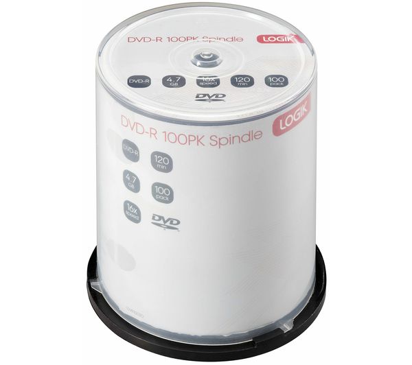 LOGIK 16x Speed DVD-R Recordable DVDs - Pack of 100 - - Currys Business
