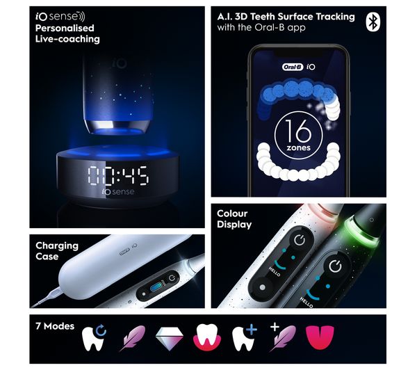 ORAL-B iO10 Electric Toothbrush + Charging Travel Case - Stardust White ...