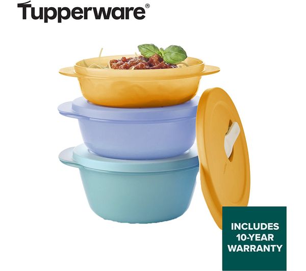 TUPPERWARE 3-piece Medium Bowl Set - Green, Blue, Orange - 02393 ...