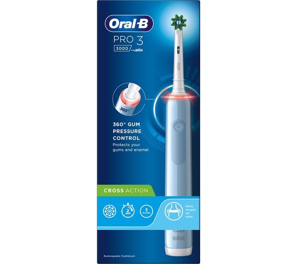 ORAL B Pro 3 3000 Electric Toothbrush - Blue - ORAPRO3000BL - Currys ...