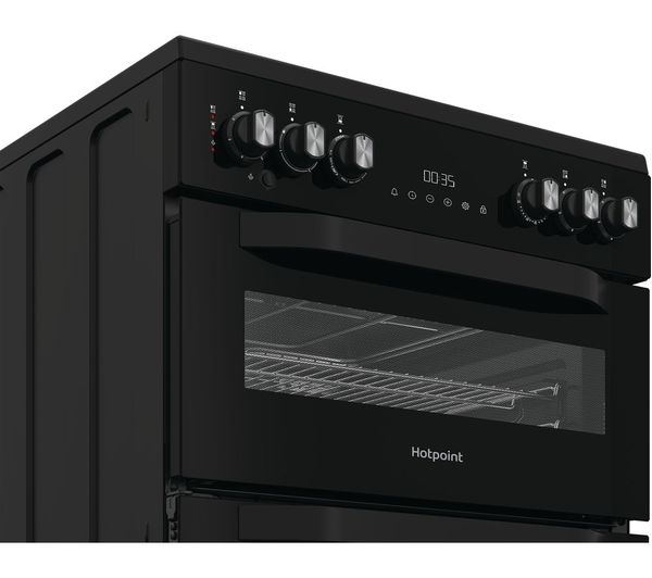 HOTPOINT Air Fry HDE6VDCASB1 60 cm Electric Ceramic Cooker - Black ...
