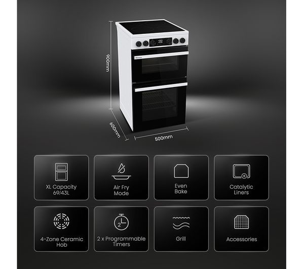 HISENSE Hi6 Max 69/43L HDCEC5C10W 50cm Electric Ceramic Cooker - White ...