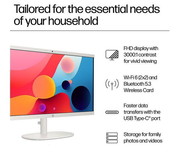HP 22-dg0015na 21.5" All-in-One PC - Intel® N100, 128 GB UFS, White ...