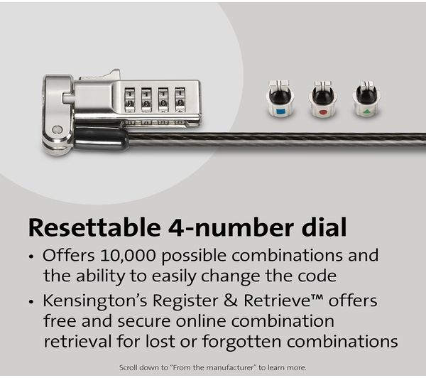 KENSINGTON Universal 3-in-1 Combination Laptop Security Lock - K62316WW ...