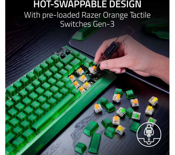 RAZER BlackWidow V4 75% Mechanical Gaming Keyboard - Phantom Green ...