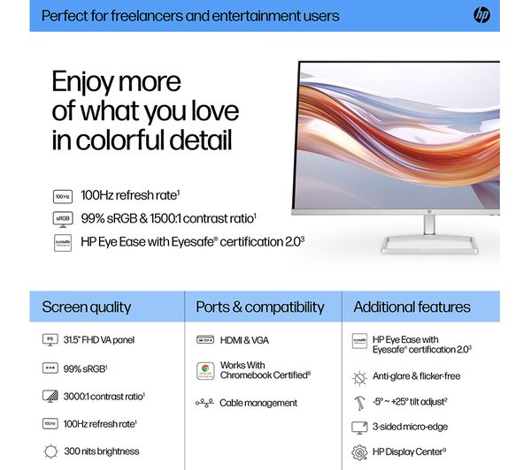 HP Series 5 532sf Full HD 32" IPS LCD Monitor - Black - 94F50AA#ABU ...