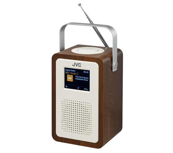 JVC RA-D57 Portable DAB+ Clock Radio - Wood & Cream - - Currys Business