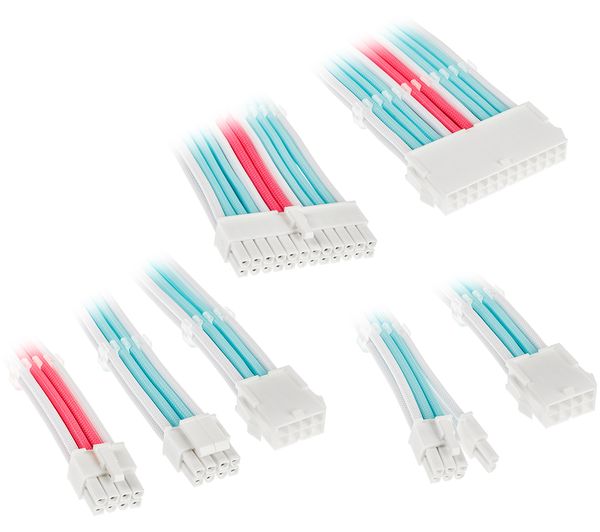 KOLINK Core Adept Power Extension Cable Kit - White, Neon Blue & Pure ...