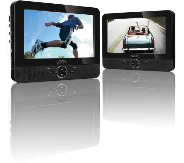 LOGIK L7DUALM13 Dual Screen Portable DVD Player - Black - - Currys Business