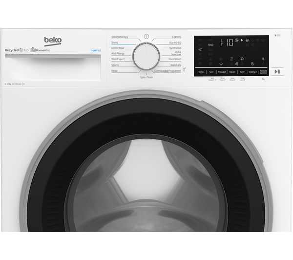 BEKO Pro IronFast RecycledTub B3W5841IW Bluetooth 8 kg 1400 Spin ...