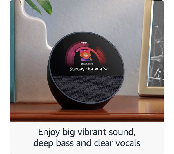 AMAZON Echo Spot Smart Alarm Clock with Alexa - Black - B0C2GGRBZR ...