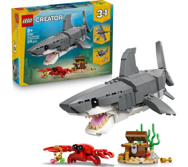 LEGO Creator 31381 3-in-1 Fierce Shark With A Treasure Chest Set ...