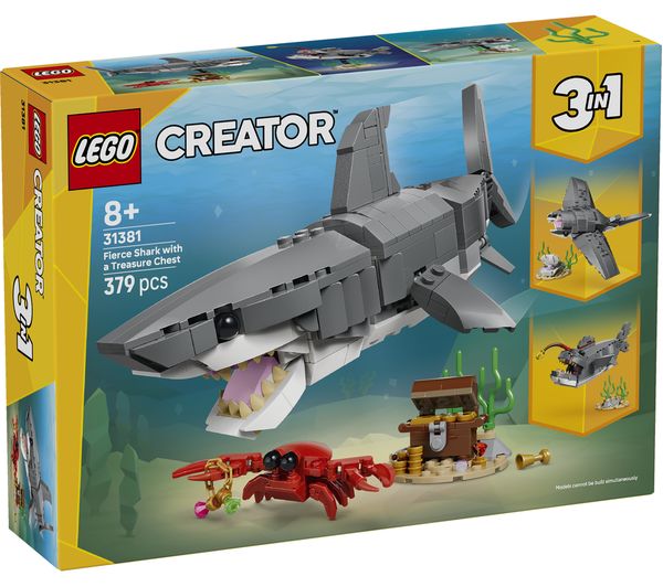LEGO Creator 31381 3-in-1 Fierce Shark With A Treasure Chest Set ...